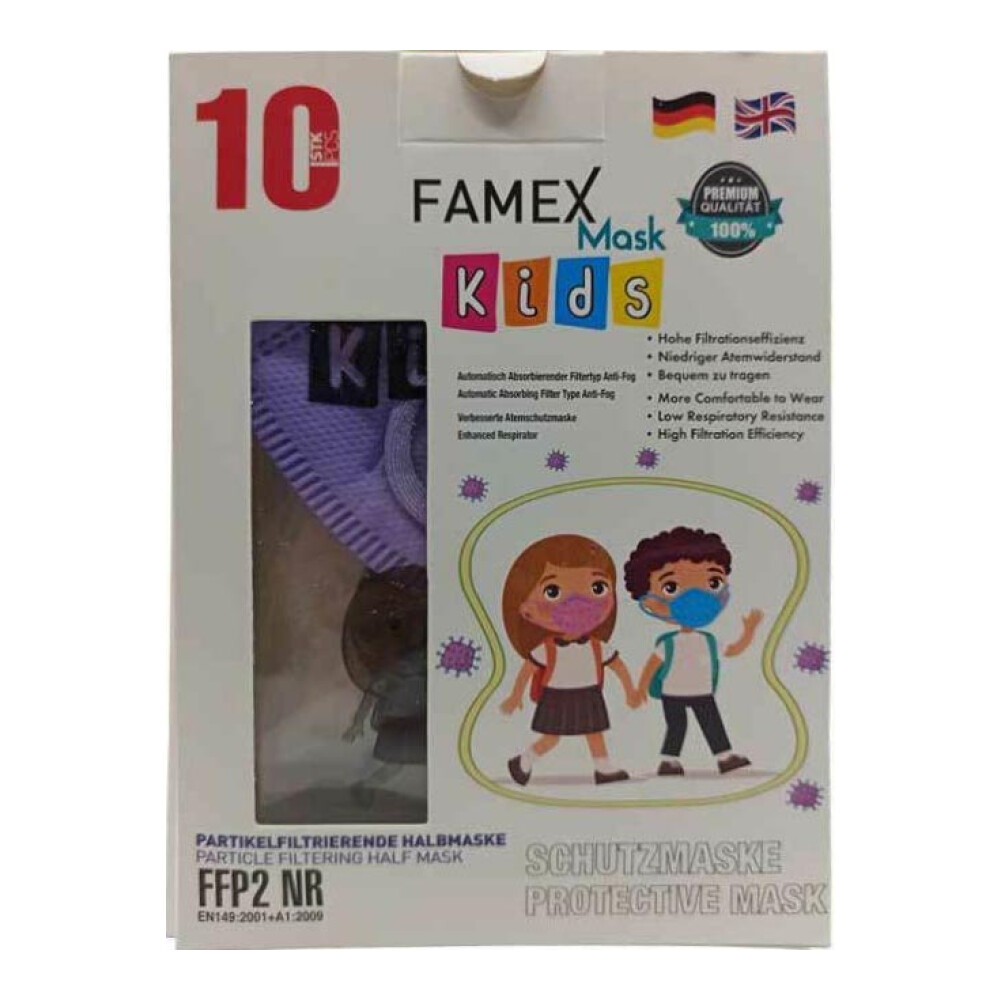 Famex Παιδικές Μάσκες Προστασίας FFP2 NR (Xρώμα Μωβ) 10τμχ > Μάσκες ...