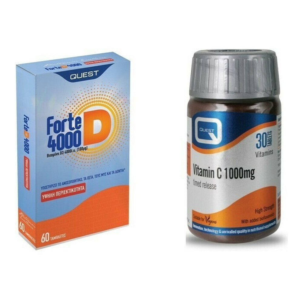 Quest Πακέτο Προσφοράς Vitamin D 4000iu (100μg) 60tabs & Vitamin C ...